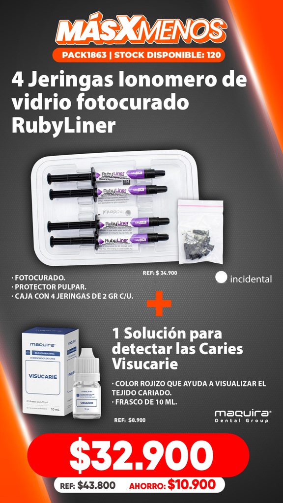 4 Jeringas Ionómero de vidrio RubyLiner Incidental + 1 Solución ...