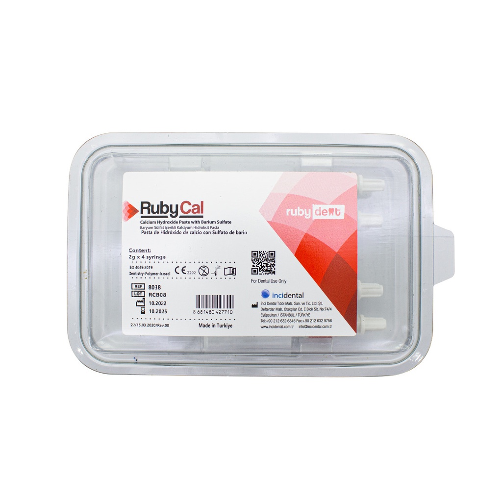 Pasta Hidróxido calcio con sulfato bario x 4 RubyCal Incidental | Biotech Chile