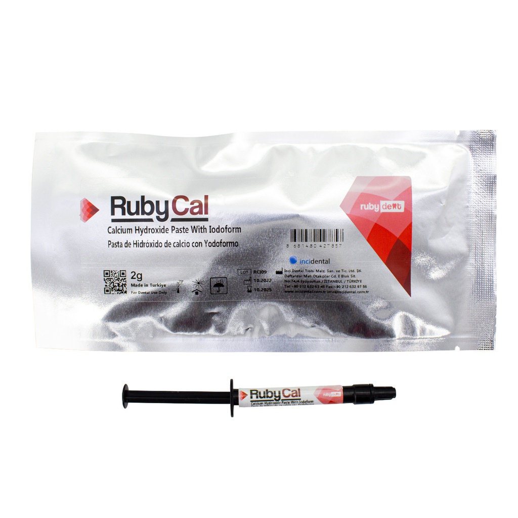 Pasta Hidróxido calcio con yodoformo RubyCal Incidental | Biotech Chile
